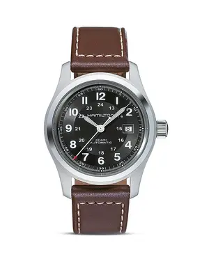 Hamilton Khaki Field Automatic 42mm Watch Black/brown