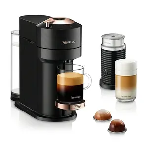 NESPRESSO Vertuo Next Premium Coffee And Espresso Maker Delonghi With Aeroccino Milk Frother Rose Gold - Black