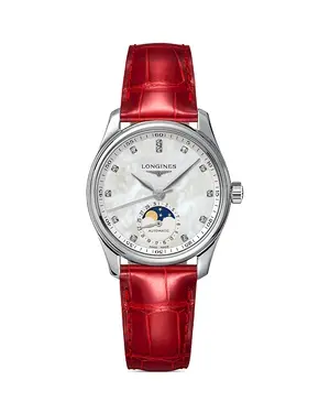 LONGINES Master Collection Watch, 34mm - White/red
