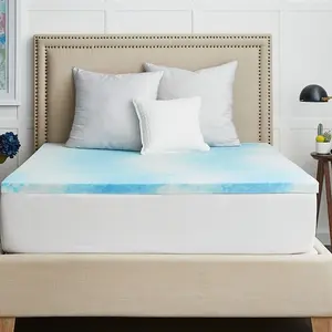 SEALY 2 Memory Foam Topper With Cover, Queen - Blue