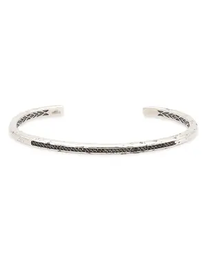 John Varvatos Sterling Silver Black Diamond Cuff Bracelet - Black/silver