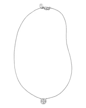 Tory Burch Crystal Circle Logo Necklace, 16 - Silver
