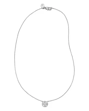 Tory Burch Crystal Circle Logo Necklace, 16 - Silver