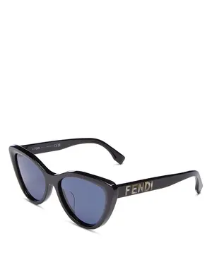 Fendi Fendi Lettering Cat Eye Sunglasses, 55mm Black/blue