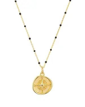 Argento Vivo North Star Pendant Necklace - Black/gold