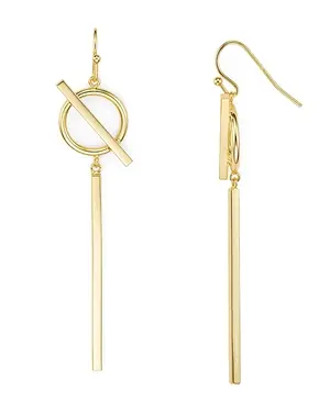 Argento Vivo Circle And Bar Drop Earrings - Gold