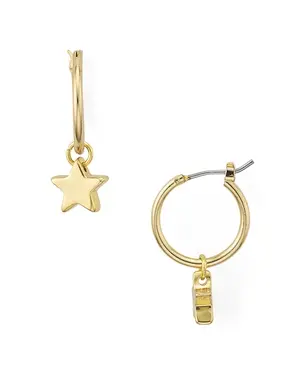 Aqua Helen Owen X Dangling Star Charm Hoop Earrings - Gold