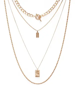 Aqua Four-layer Coin Pendant Necklace