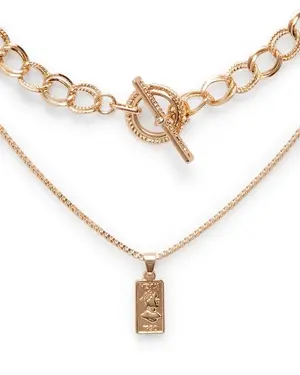 Aqua Four-layer Coin Pendant Necklace