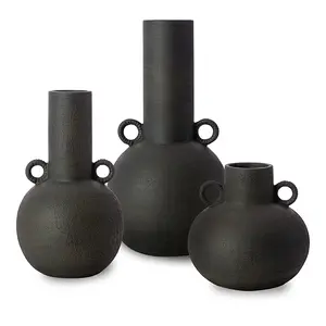 SURYA Acanceh Vase, Set Of 3 - Black