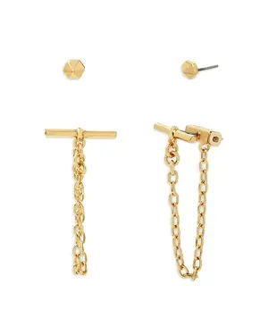 ALLSAINTS Stud And Toggle Earrings Set Of 2 - Gold