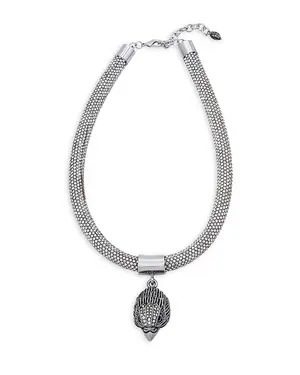 Kurt Geiger Shimmer Mesh Eagle Collar Necklace - Silver