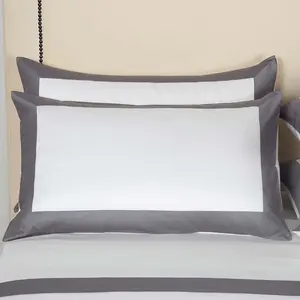 Frette Bold King Sham, King Milk/slate Gray