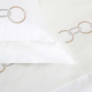 Frette Links Embroidery Cotton Sheet Set, Queen - Savage Beige/scoglio