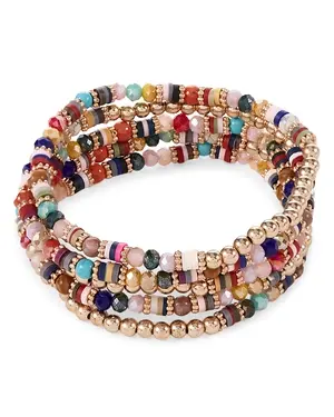 Aqua Beaded Bracelet Set - Multi