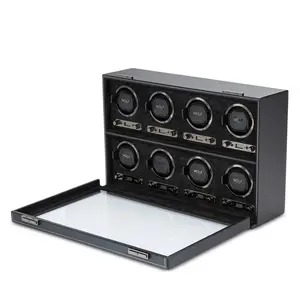 Wolf British Racing 8 Piece Watch Winder - Black