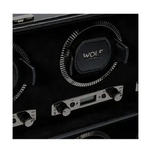 Wolf British Racing 8 Piece Watch Winder - Black
