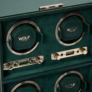 Wolf British Racing 4 Piece Watch Winder - Green