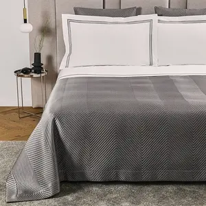 Frette Lux Herringbone Coverlet, King - Slate Gray