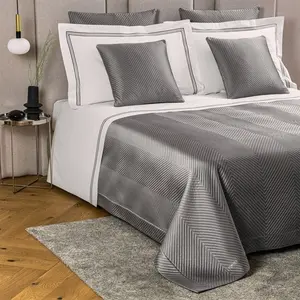 Frette Lux Herringbone Coverlet, King - Slate Gray