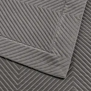 Frette Lux Herringbone Coverlet, King - Slate Gray