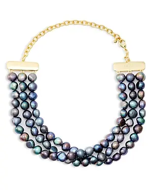 Cult Gaia Cult Gaia Nora Cultured Freshwater Pearl Triple Row Choker Necklace Multi/gold