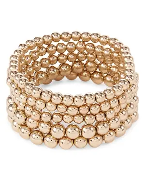 Aqua Beaded Bracelet Set - Gold
