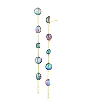 Cult Gaia Cult Gaia Atum Cultured Freshwater Pearl Linear Drop Earrings Multi/gold
