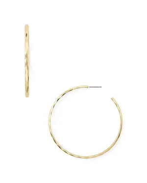 Aqua Hammered Hoop Earrings - Gold