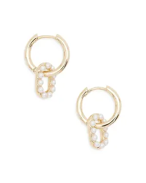 ALLSAINTS Imitation Pearl Huggie Earrings - White/gold