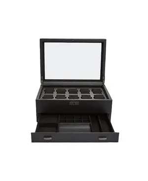 Wolf Axis 10 Piece Watch Box With Drawer - Powdercoat