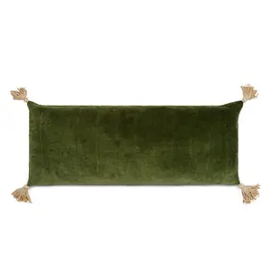 SURYA Velvet Kantha Lumbar Pillow, 13l X 36w