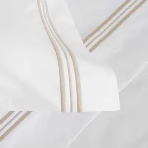 Frette Triplo Popeline King Sham, King - White/savage Beige