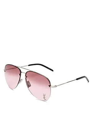 Saint Laurent Classic 11 M Brow Bar Aviator Sunglasses Pink/silver Gradient