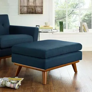 MODWAY Engage Upholstered Fabric Ottoman - Azure