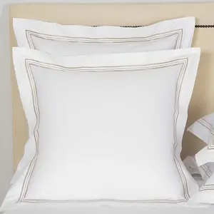 Frette Triplo Popeline Euro Sham - White/savage Beige