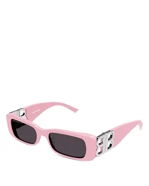 Balenciaga Dynasty Rectangular Sunglasses Pink/gray Solid