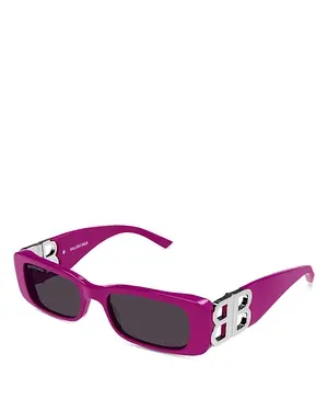 Balenciaga Dynasty Rectangular Sunglasses - Purple/gray Solid