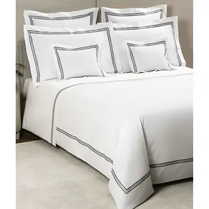 Frette Triplo Poplin Euro Sham - White/slate Gray