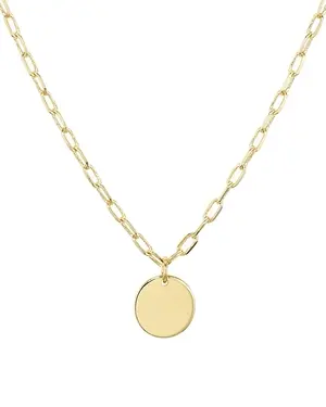 Aqua Circle Pendant Necklace - Gold