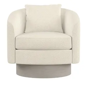 BERNHARDT Camino Wood Base Swivel Chair - Cream/-