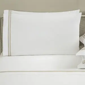 Frette Triplo Poplin Pillowcase, King - White/savage Beige