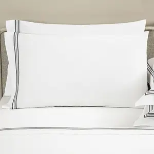 Frette Triplo Poplin Pillowcase, King - White/slate Gray