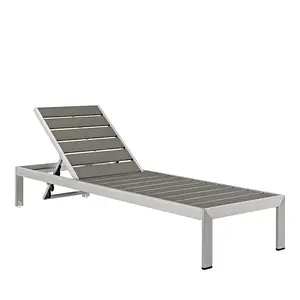 MODWAY Shore Outdoor Patio Aluminum Chaise - Silver Gray