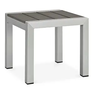 MODWAY Shore Outdoor Patio Side Table - Silver Gray