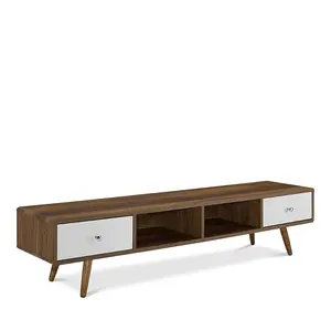 MODWAY Transmit 70 Media Console Wood Tv Stand - Walnut White