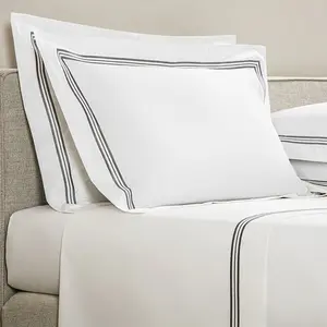 Frette Triplo Poplin Bedset, King - White/slate Gray