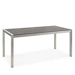 MODWAY Shore Outdoor Patio Aluminum Dining Table - Silver Gray