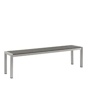 MODWAY Shore Outdoor Patio Aluminum Bench - Silver Gray