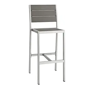MODWAY Shore Outdoor Patio Aluminum Armless Bar Stool - Silver Gray